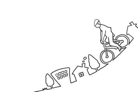 Un Hombre Andando En Bicicleta En Una Colina Con Una Casa Al Fondo