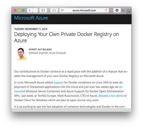 Tutorial Using Azure Storage For Private Docker Registry