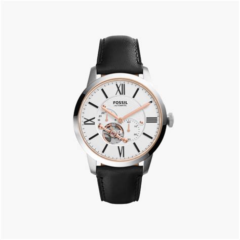 Fossil นาฬิกาข้อมือผู้ชาย Fossil Townsman Automatic Black Leather Watch Black รุ่น Me3104