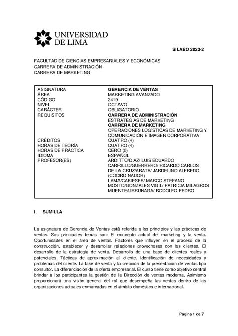 Silabo Gvtas 23 2 SÍlabo 2023 2 Facultad De Ciencias Empresariales