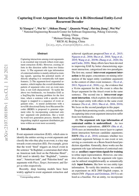 Pdf Capturing Event Argument Interaction Via A Bi Directional Entity Level Recurrent Decoder