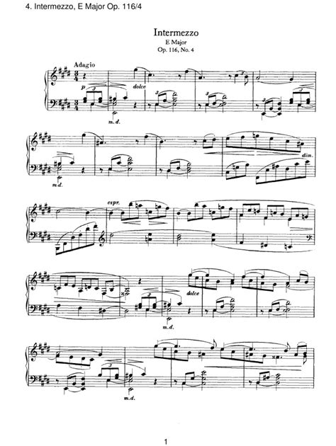 Op No Intermezzo Free Sheet Music By Brahms Pianoshelf