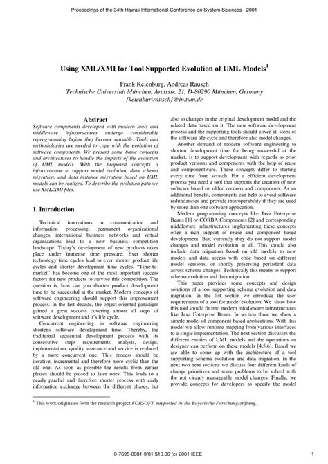 Pdf Using Xmlxmi For Tool Supported Evolution Of Uml Models