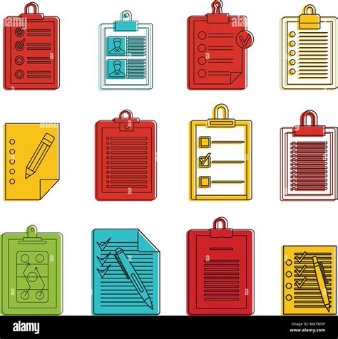 To Do List Icon Set Color Outline Style Stock Vector Image And Art Alamy