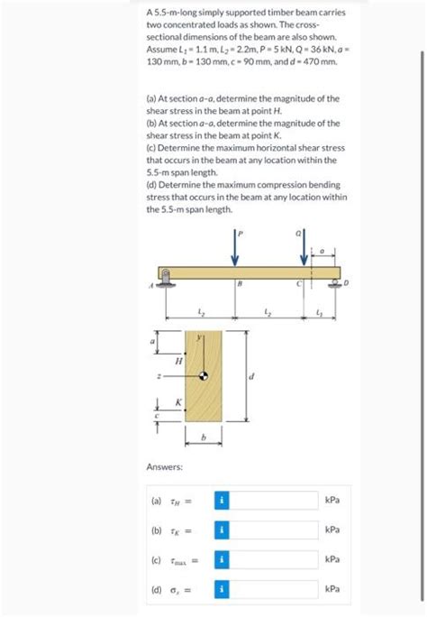 Solved A 55 M Long Simply Supported Timber Beam Carries Two