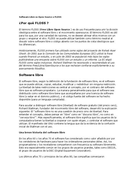 software libre vs open source o floss pdf software libre software