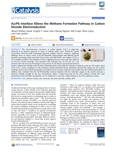 Pdf Aupb Interface Allows Methane Formation Pathway In Carbon