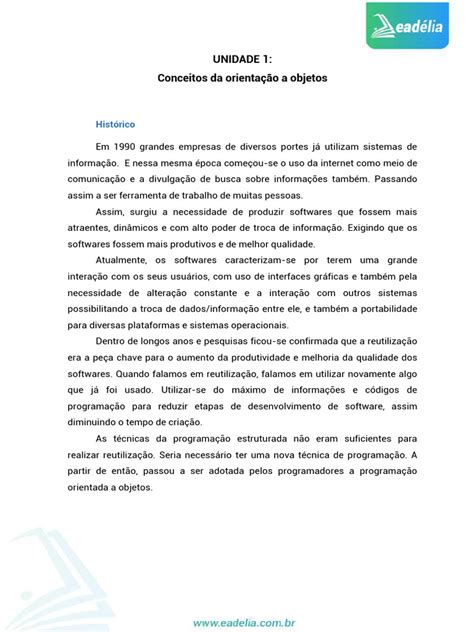32d49 Unidade 1 Conceitos Da Orientacao A Objetos Pdf Método