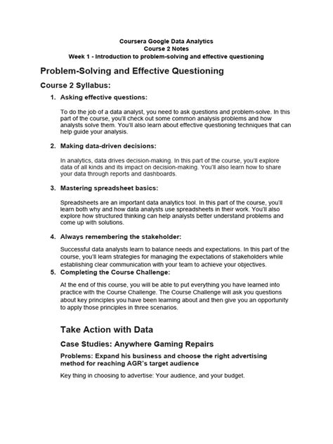 Coursera Data Analytics Course 2 Pdf Data Analysis Data