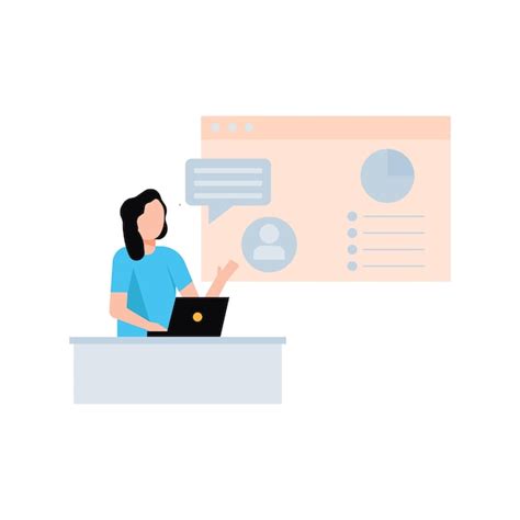 Premium Vector Girl Working On Web Page On Laptop