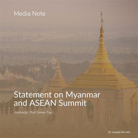 Statement On Myanmar And Asean Summit — Singapore Institute Of