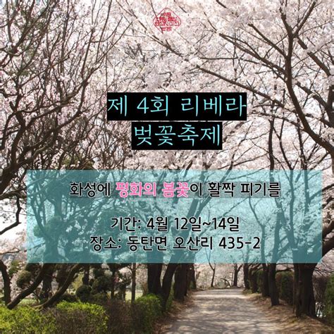 봄이여 오라 봄의 시작을 알리는 리베라 벚꽃축제에 함께해요 수원군공항 이전 대응 화성지킴이