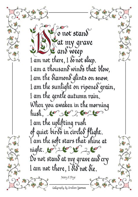 Do Not Stand At My Grave And Weep Hand Written Calligraphy Etsy Uk