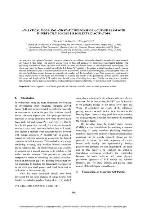 pdf analytical modeling and static response of a curved beam with