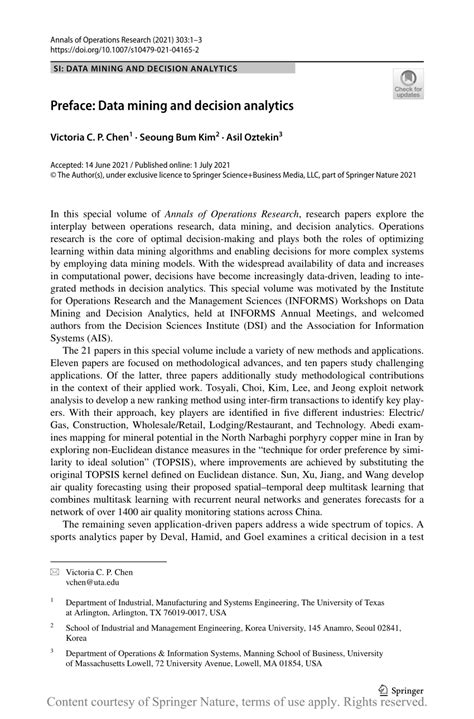 Preface Data Mining And Decision Analytics Request Pdf