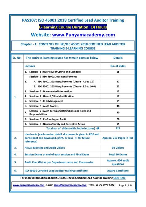 E Learning Course For Iso 45001 Lead Auditor Training By Punyam Academy