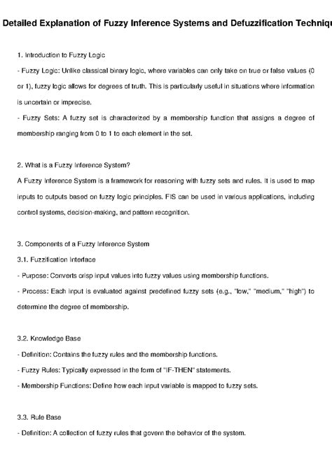 Fuzzy Inference Systems And Defuzzification Techniques Detailed