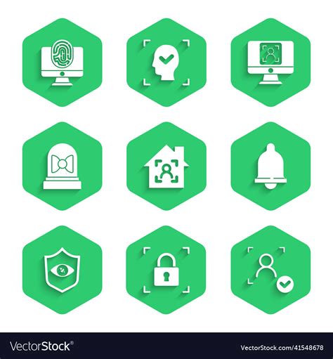 Set Smart Home With Face Id Fingerprint Lock Vector Image