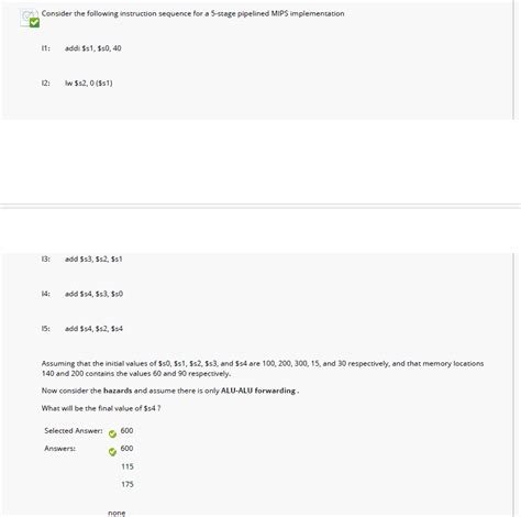 Solved Consider The Following Instruction Sequence For A Chegg