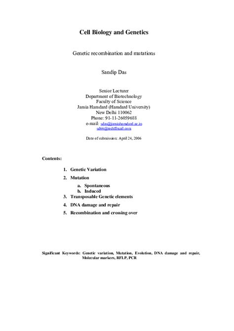 pdf genetic recombination and mutations