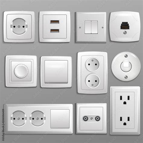Socket And Switch Vector Electrical Outlet For Electric Plugs And