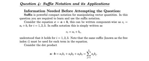 Solved Question 4 Suffix Notation And Its Applications