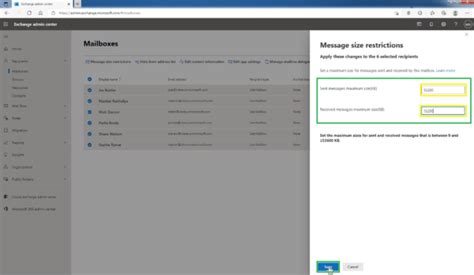 Configure Message Size Limits For A Mailbox