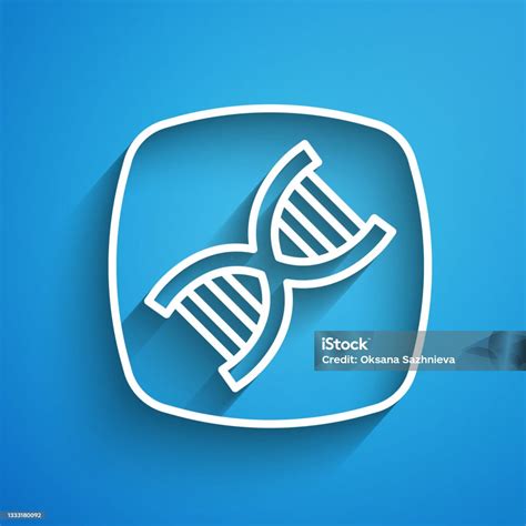 파란색 배경에 격리된 흰색 선 Dna 기호 아이콘입니다 긴 그림자 벡터 Dna에 대한 스톡 벡터 아트 및 기타 이미지 Dna 개념 건강관리와 의술 Istock