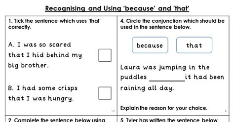 Year 2 Recognising And Using ‘because And ‘that Lesson Classroom