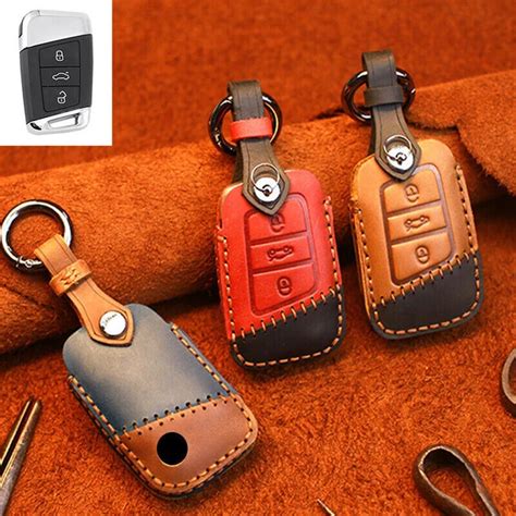 For Vw Atlas Teramont Passat B8 Skoda Superb Kodiaq Leather Key Fob