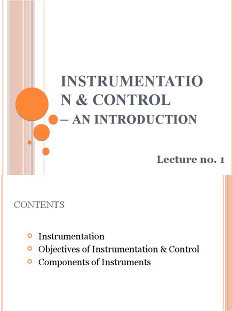Lecture 1 Introduction Instrumentation And Control Introduction Pdf