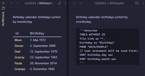 Troubleshooting Dataview Birthdays Help Obsidian Forum