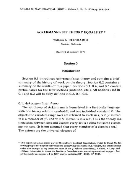 Ackermanns Set Theory Pdf Theorem Logical Expressions