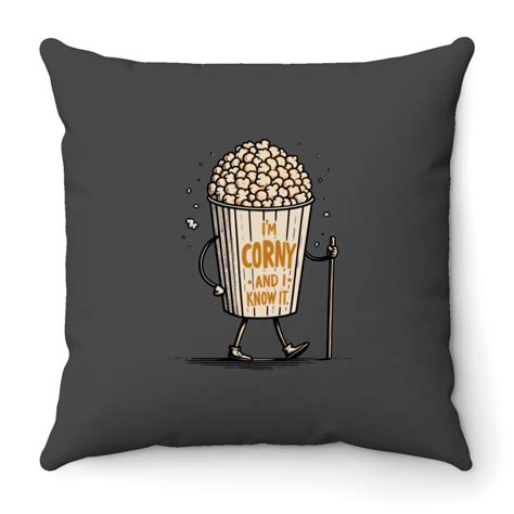 National Popcorn Day Funny Pun Popcorn Corn Kernel Lovers Throw Pillows