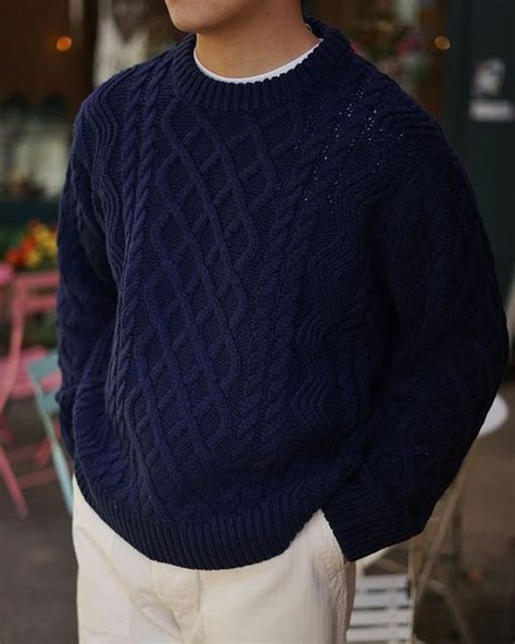 36짤 최창현 On Instagram Chunky Grandma Sweater Navy Amfeast” 암피스트 테너리 피셔맨니트 남자니트 피셔맨 서촌