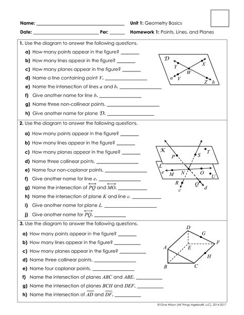 practice points lines and planes 1 2