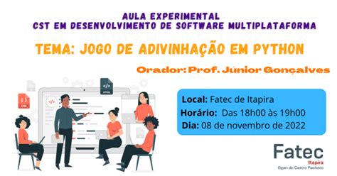 Aula Experimenta JOGO DE ADVINHAÇÃO EM PYTHON em Itapira Sympla