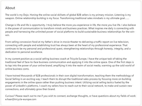 What Should I Write In My LinkedIn Summary Tricycle Europe