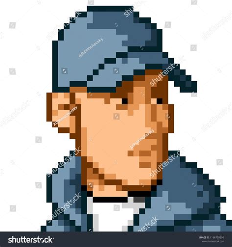 Man In A Blue Cap Pixel Art Vector Ad Ad Capbluemanvector
