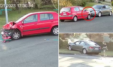 Terrifying Moment Alleged Drunk Driver Smashes Car Into Parked Vehicle