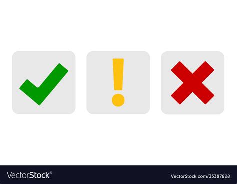 Collection Set Check Mark Exclamation Point X Vector Image