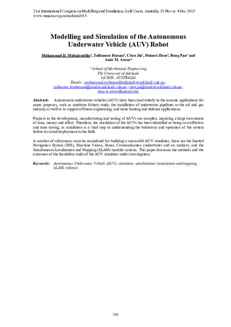 Pdf Modelling And Simulation Of The Autonomous Underwater Vehicle