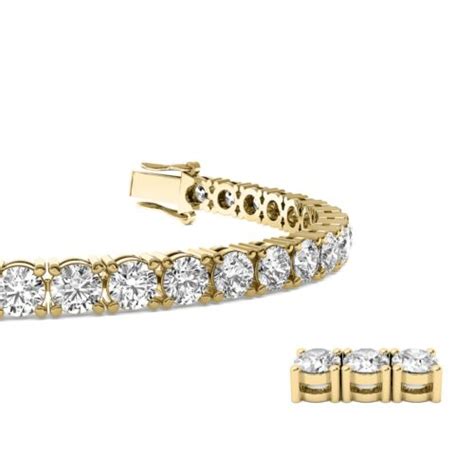 4 00 Ct G Vs1 Round Cut Lab Grown Diamond Tennis Bracelet 14k Yellow