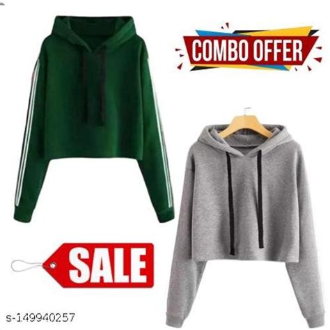 Womens Sweatshirts Solid Lace Up Drawstring Long Sleeve Hoodie Pack Of 2