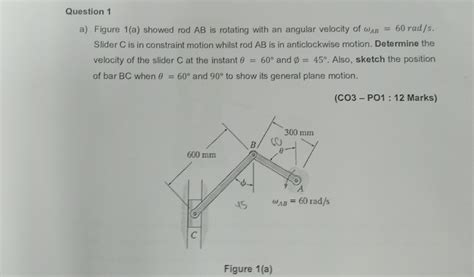 Solved Question 1 A Figure 1a Showed Rod Ab Is Rotating