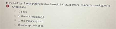 Solved In The Analogy Of A Computer Virus To A Biological