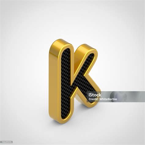 白い背景で隔離の黒色炭素繊維顔テクスチャと K 黄金文字の小文字 3dのストックフォトや画像を多数ご用意 3d アルファベット
