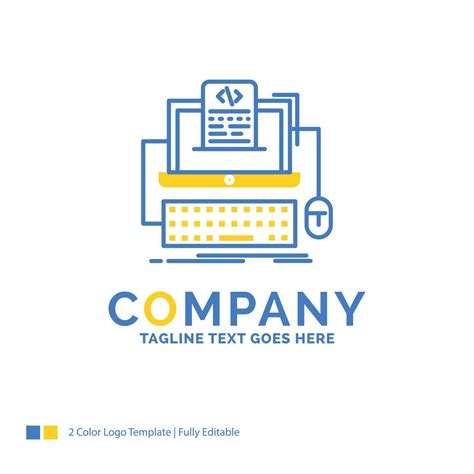 Code Coding Computer Monoblock Screen Blue Yellow Business Logo