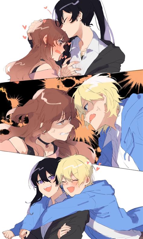 Ll 446 Original Absurdres Commentary Highres 3girls Anger Vein