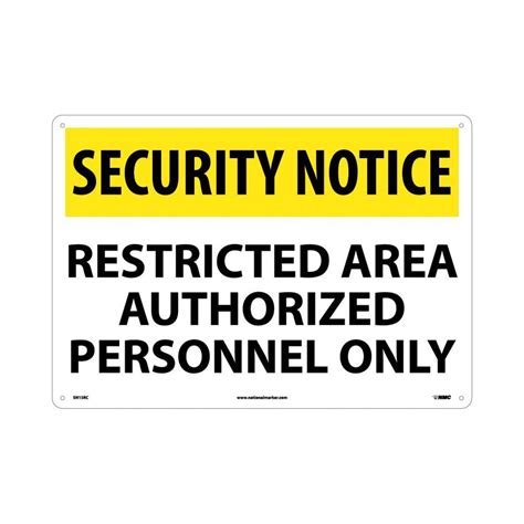 Restricted Area Authorized Personnel Only Legend Security Notice Rigid